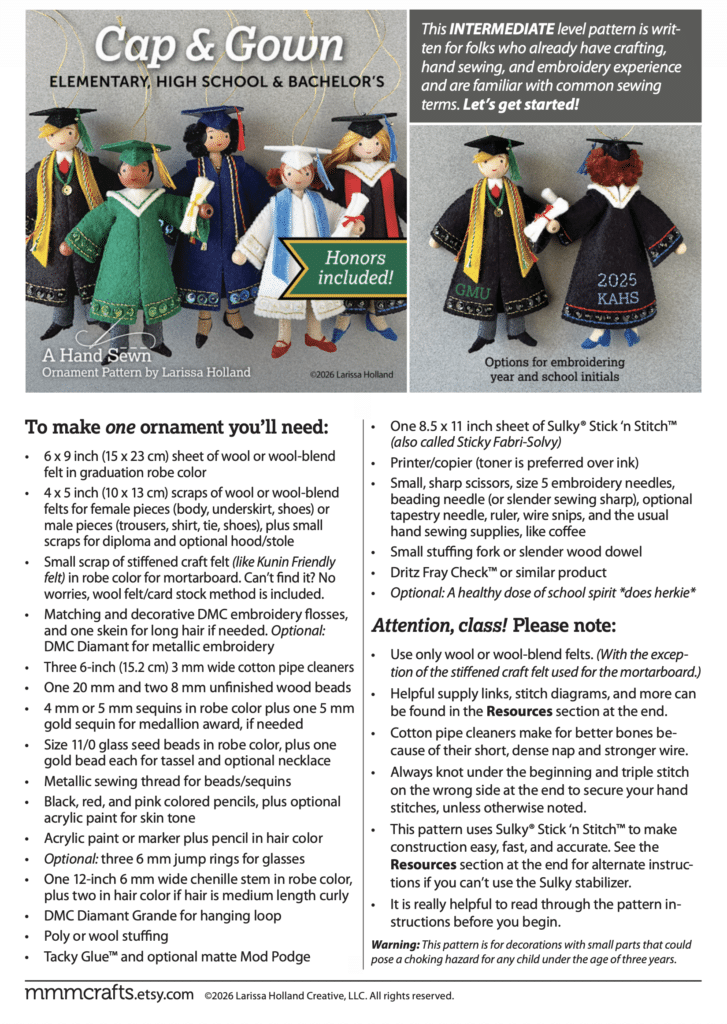 Cap & Gown pattern now available! - MmmCrafts